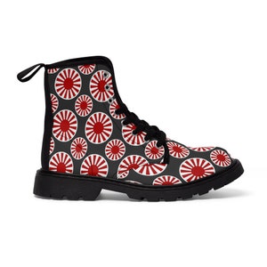 Kamikaze Flag Pattern Women's Canvas Boots, Japanese Flag, Japan Theme ...