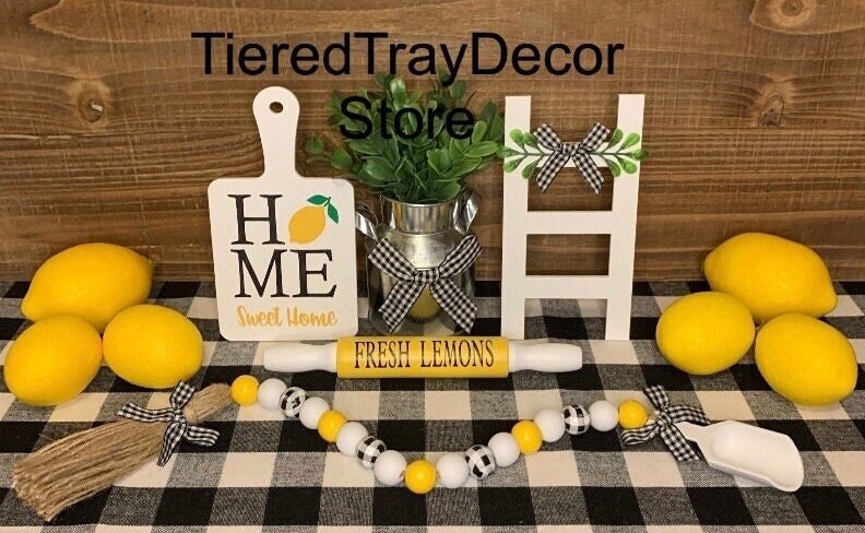 Home Sweet Home Lemon Home Decor Bundle Summer Tiered Tray Decor Bundle ...