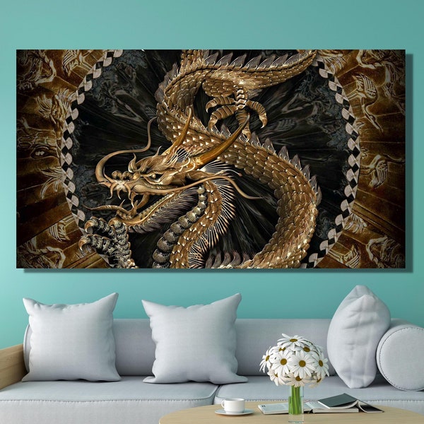 Japanese Chinese Dragon Wall Art Etsy