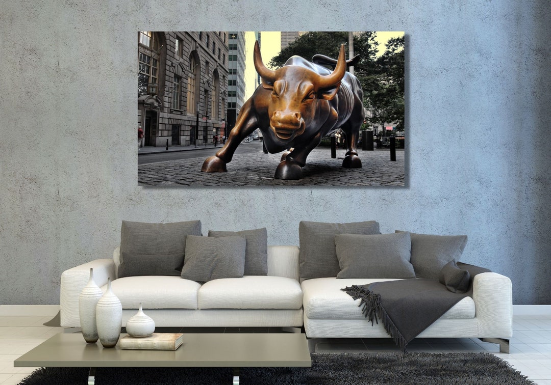 Bull Wall Art, Bull Canvas, Vintage Poster, New York Wall Decor,modern ...