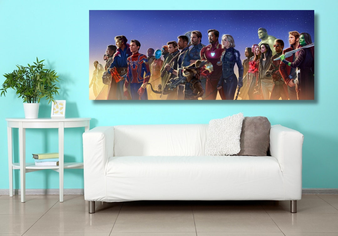 All Marvel Canvas Characters Panorama Wall Art Print Movie Poster ...