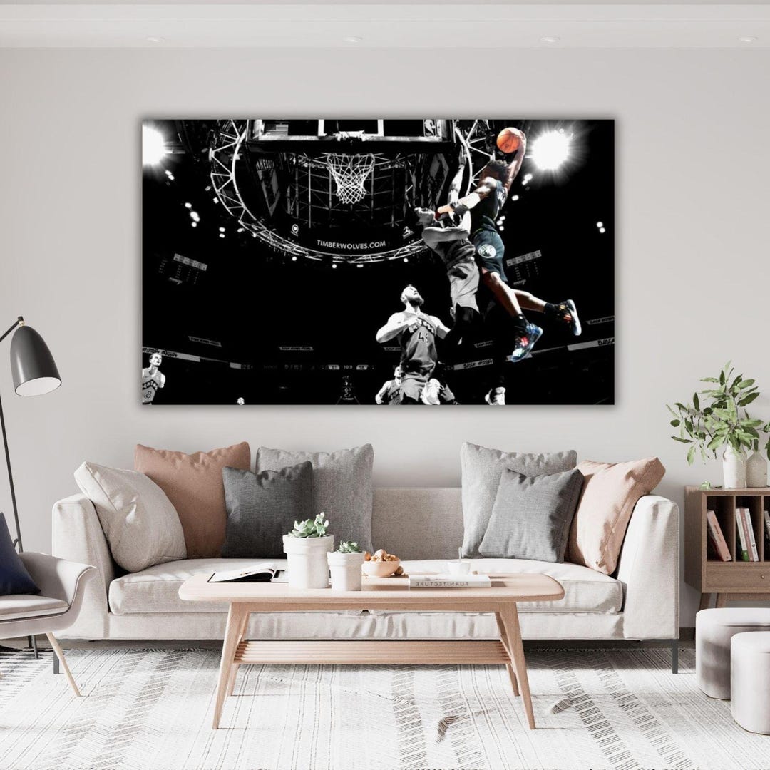 Anthony Edwards Ready-to-hang Dunk Minnesota Poster Canvas Wrap ...