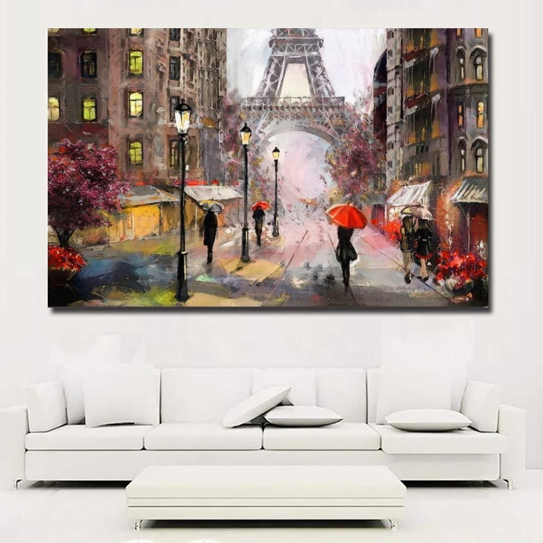 Eiffel Tower Printparis Oil Painting Canvas Arteiffel Tower - Etsy