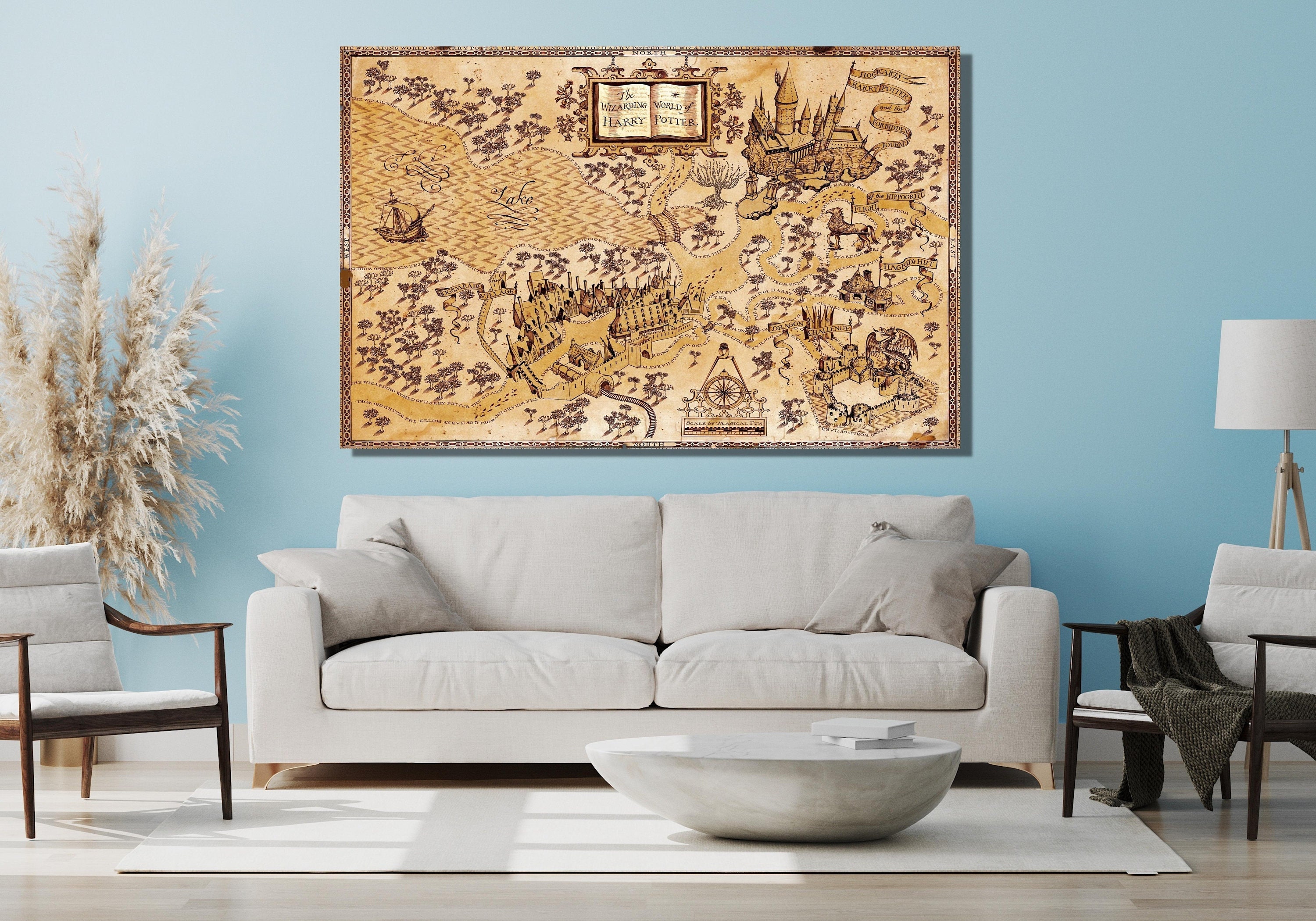 Wizarding World Map Print,magical World Large Wall Art Canvas Print ...
