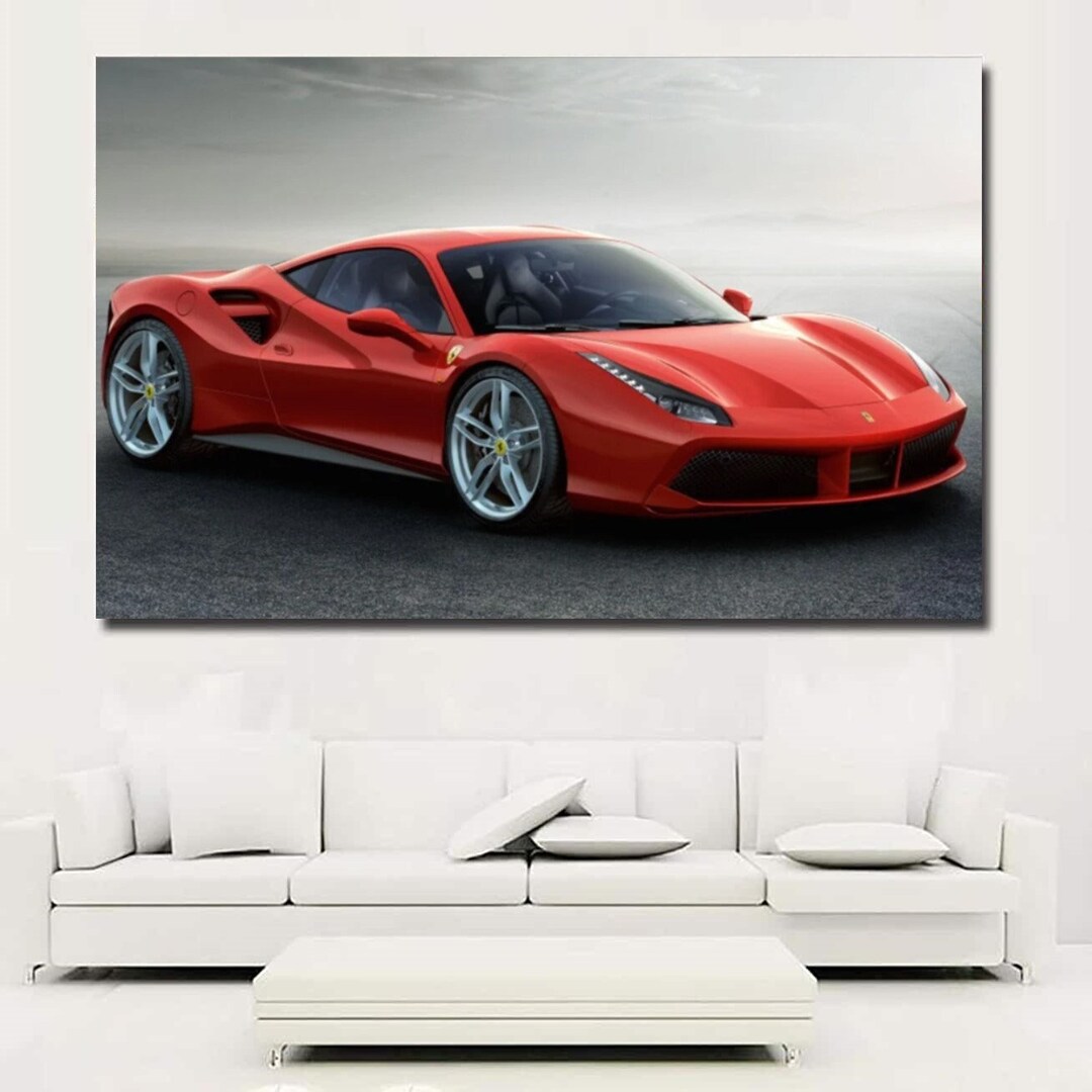 Ferrari CANVAS, Extra Large Ferrari Poster, Red Ferrari Canvas Art, Red ...