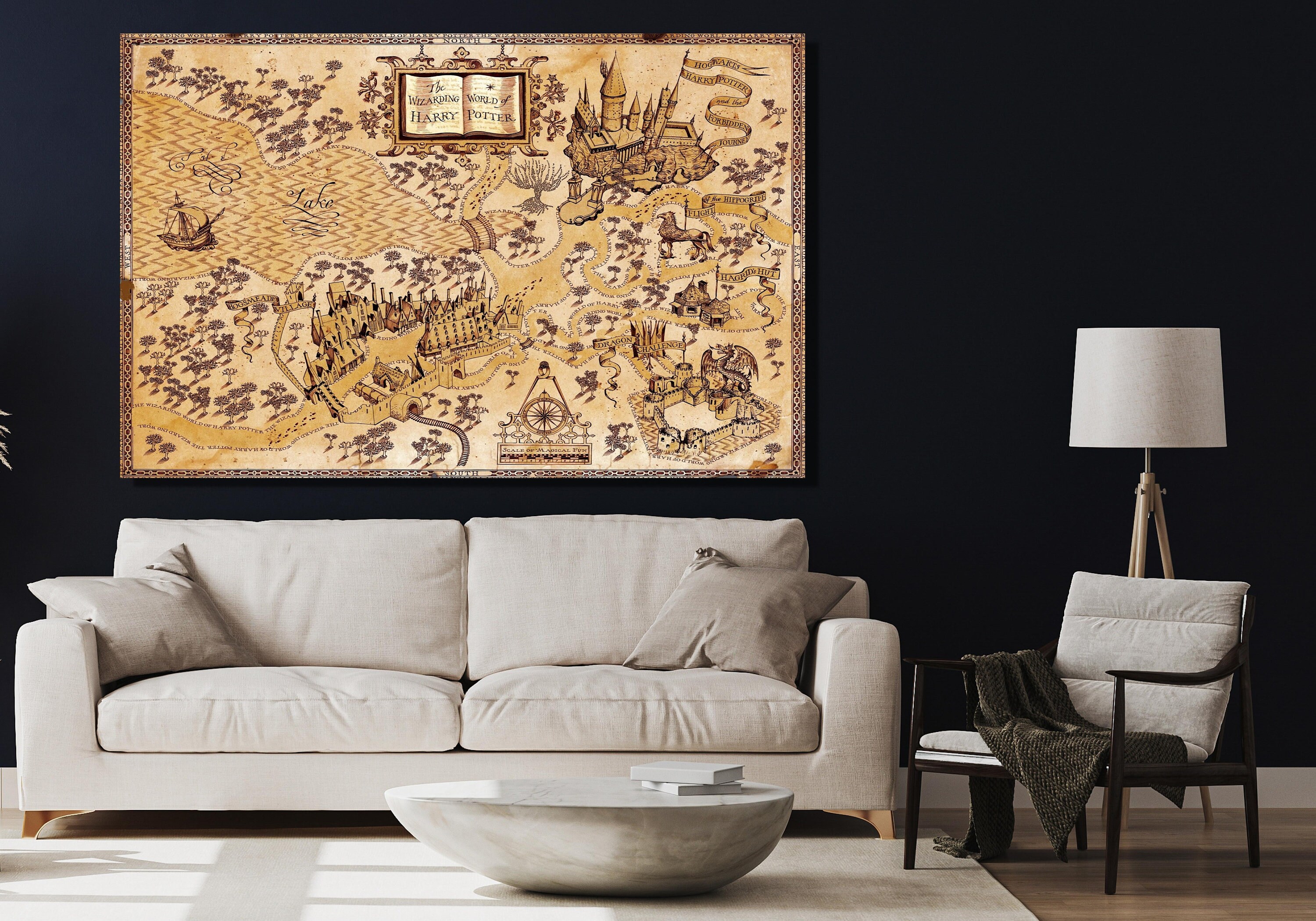 Wizarding World Map Print,magical World Large Wall Art Canvas Print ...