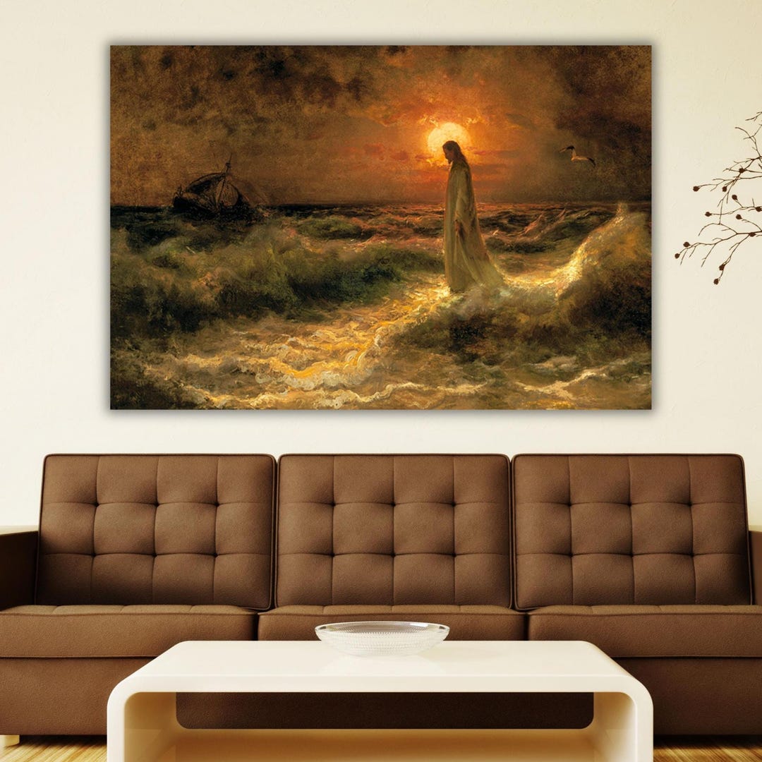 Lord Jesus Walking on Water by Julius Von Klever Canvas Print - Jesus ...