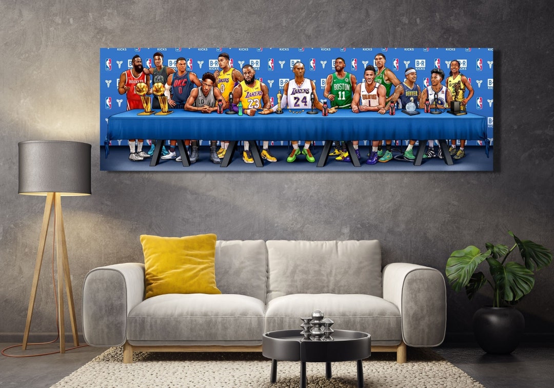 Toile des légendes du basket-ball NBA Last Supper, oeuvre d'art murale ...
