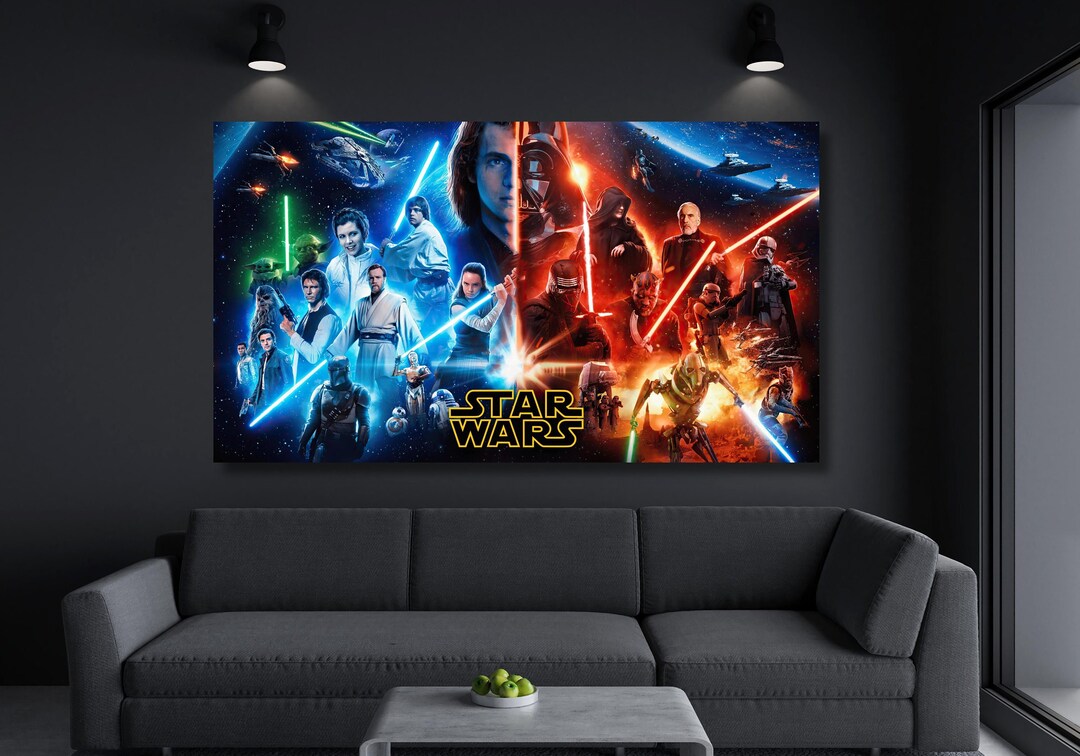 Starwars Full Character Set Movie Film Canvas Wall Art, Epic Star Wars ...