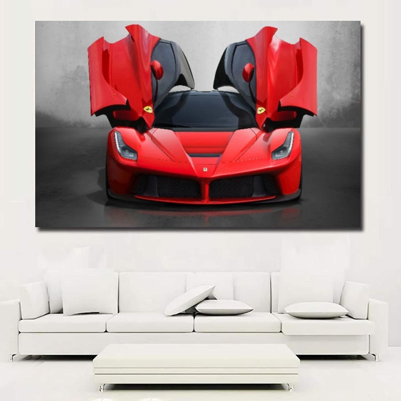Ferrari Wall Art, Extra Large Ferrari Poster, Red Ferrari Canvas Art ...
