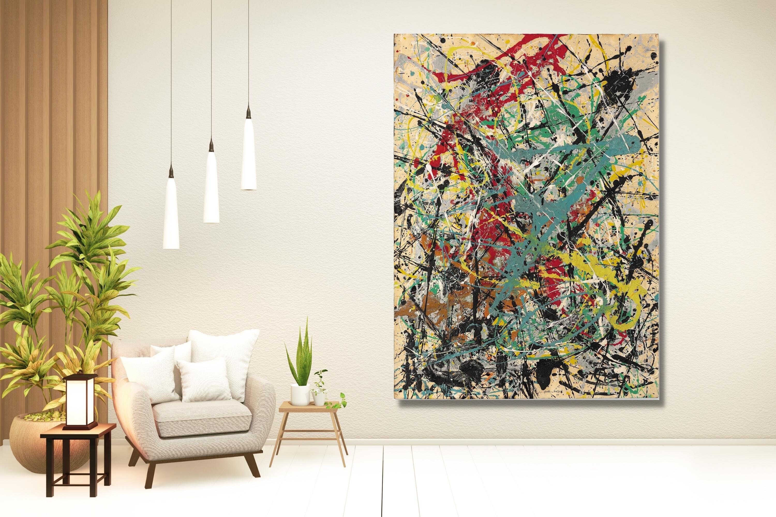 Jackson Pollock Painting Reproduction Canvas Wall Artmodern - Etsy