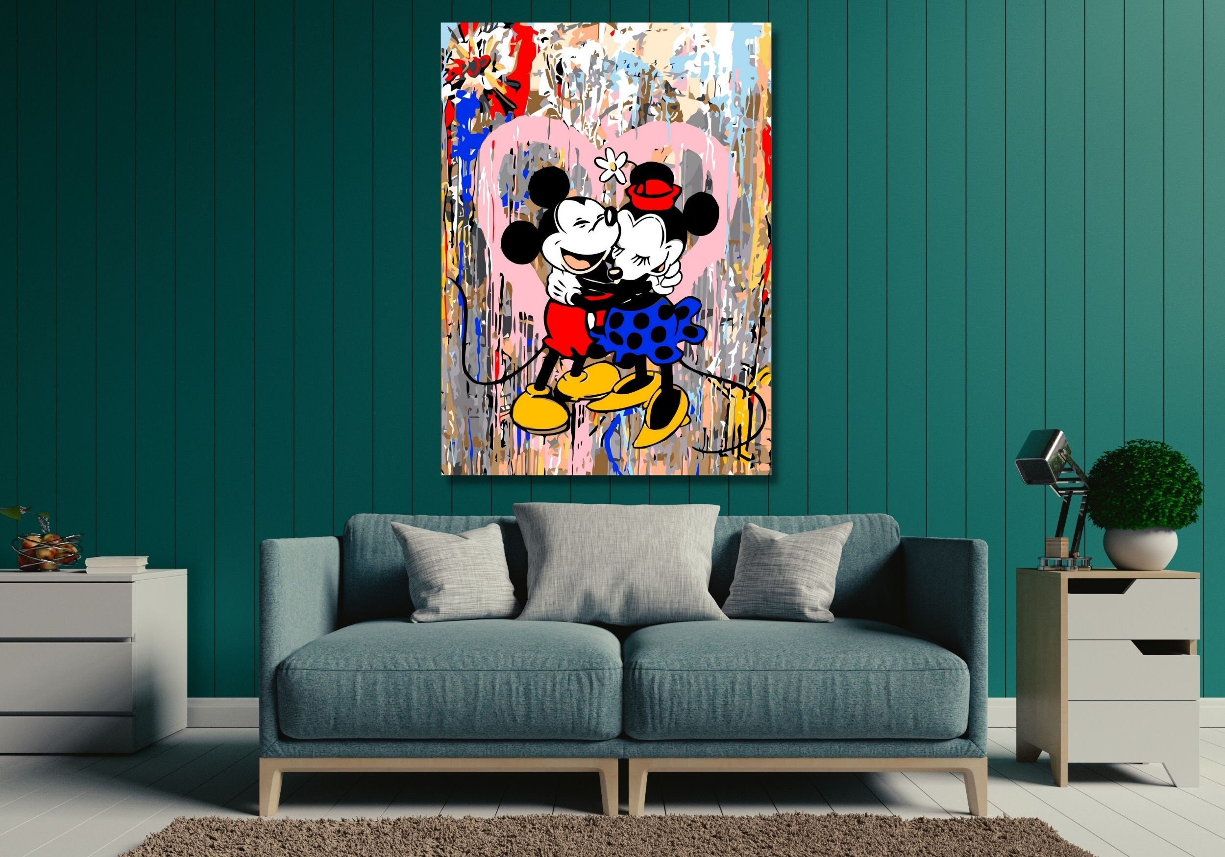Mickey and Minnie Dance Wall Art Canvas Design Mickey Mouse - Etsy