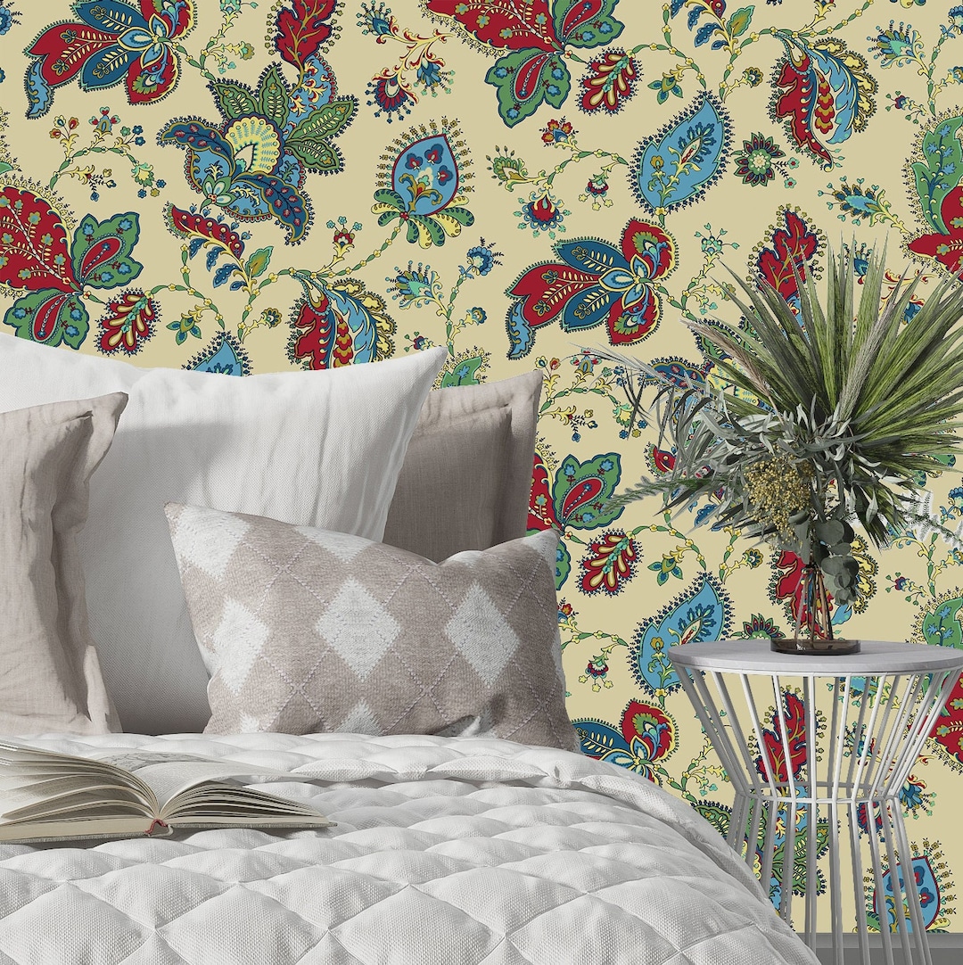Wallpaper Jacobean Design Wallpaper Peel and Stick, Removable Wallpaper ...