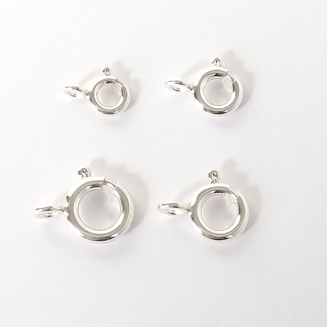 Sterling Silver Bolt Ring Clasps, 5mm 6mm 7mm 8mm, Closed Jump Ring, Pack of 2 or 10 ...