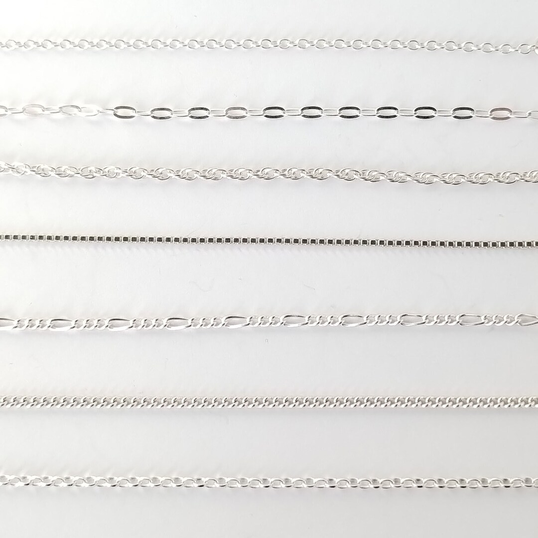 Sterling Silver Chain Necklace, Trace Rope Box Figaro Curb Belcher - 14 ...