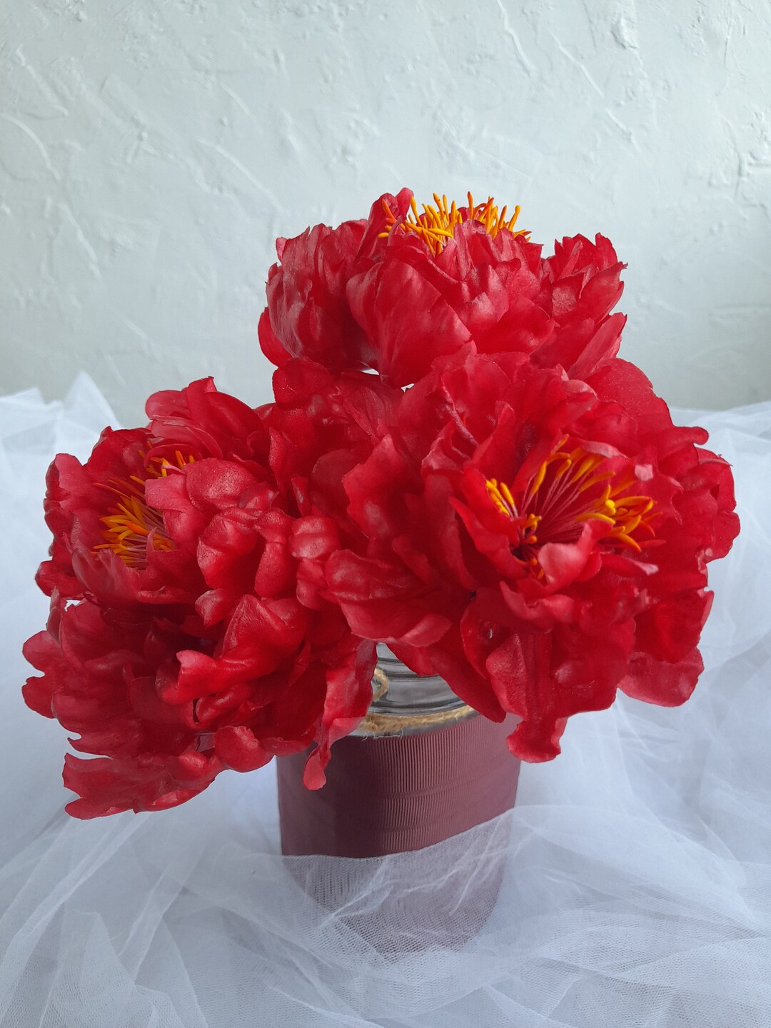 Wafer Paper RED Peony for Cake - Etsy