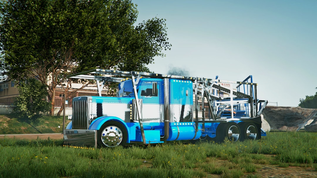 Peterbilt Semi Truck and Car Transport Trailer With Attachment Script ...