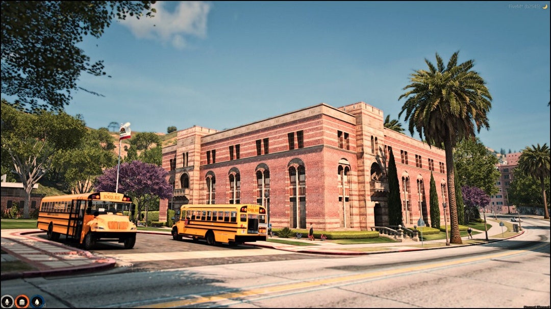 Los Santos Highschool With School Bus Fivem Grand Theft Auto 5 ...