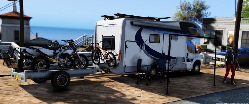 Fiat Campervan With Bike Trailer Non Working Interior Fivem Grand Theft ...