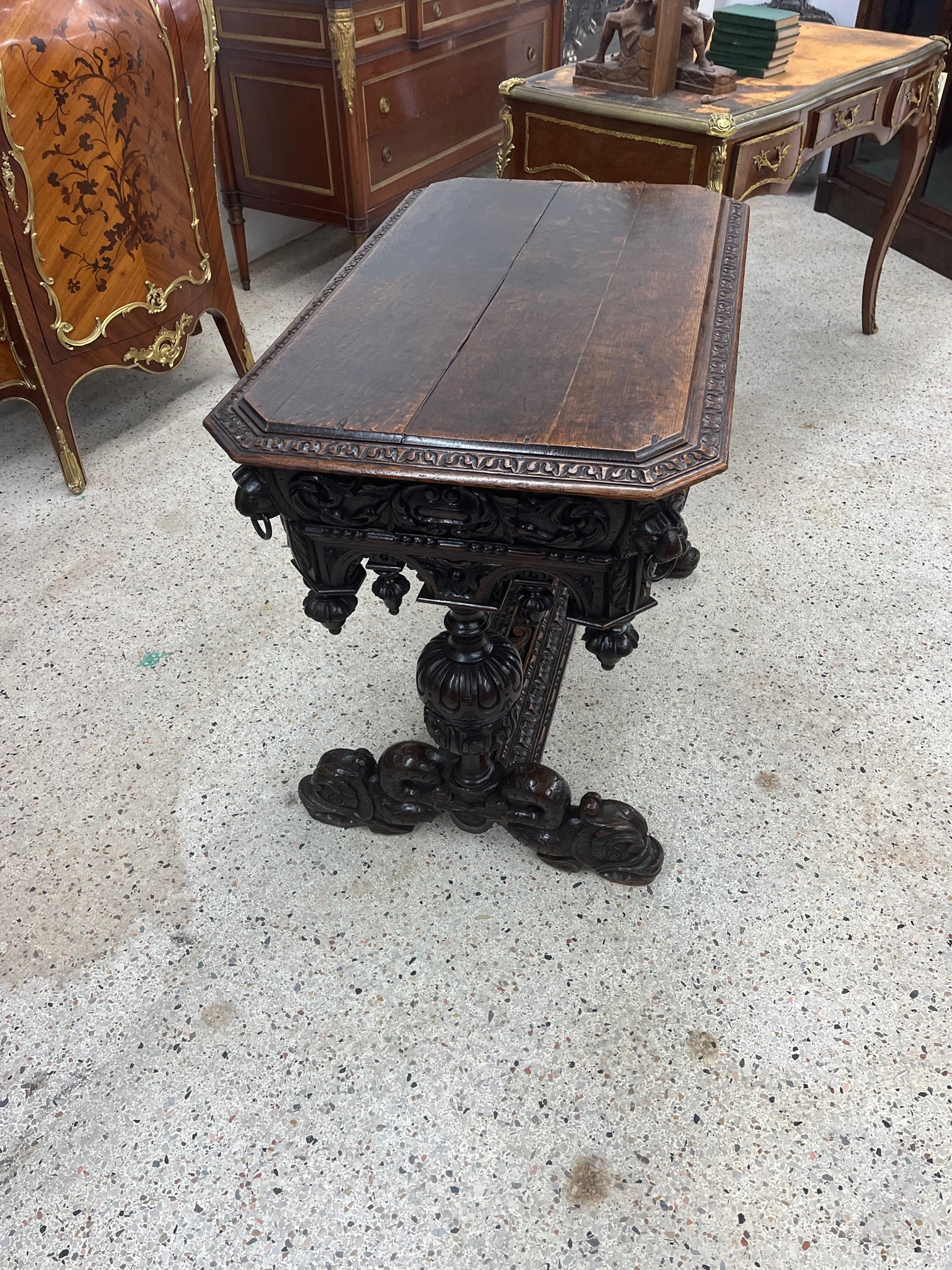19th Century French Carved Oak "dolphin" Table - Etsy