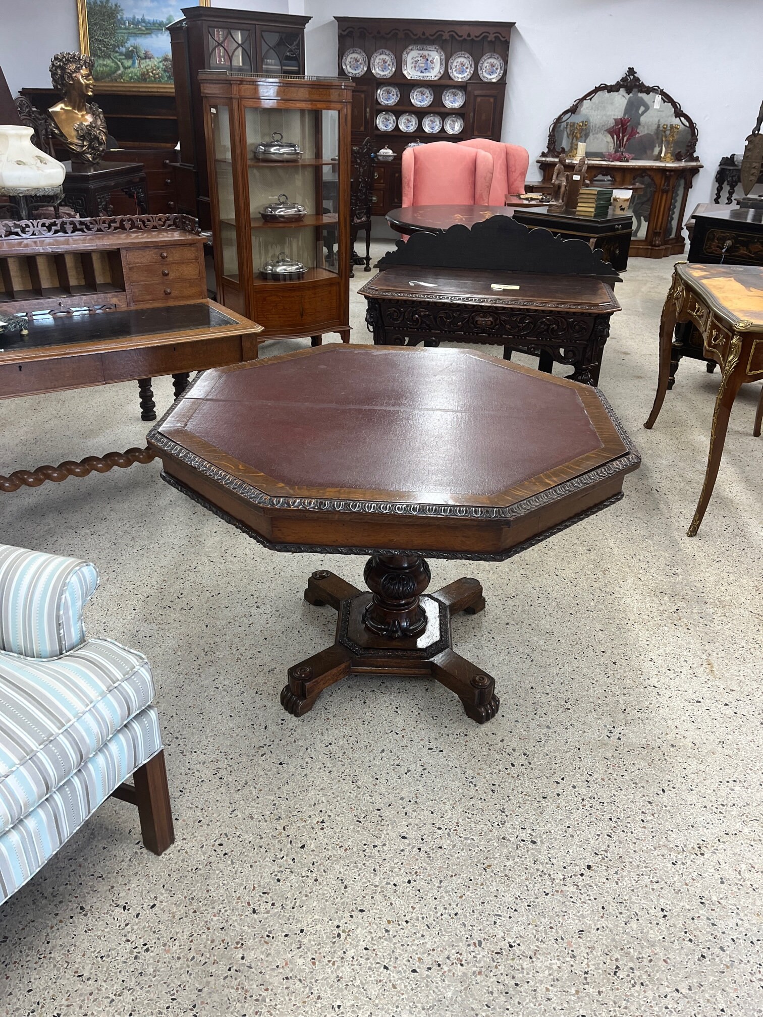 19th Century English Oak Octagonal Library Table - Etsy