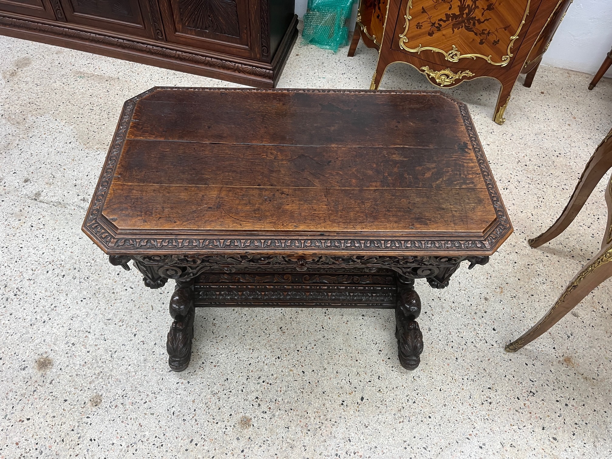 19th Century French Carved Oak "dolphin" Table - Etsy