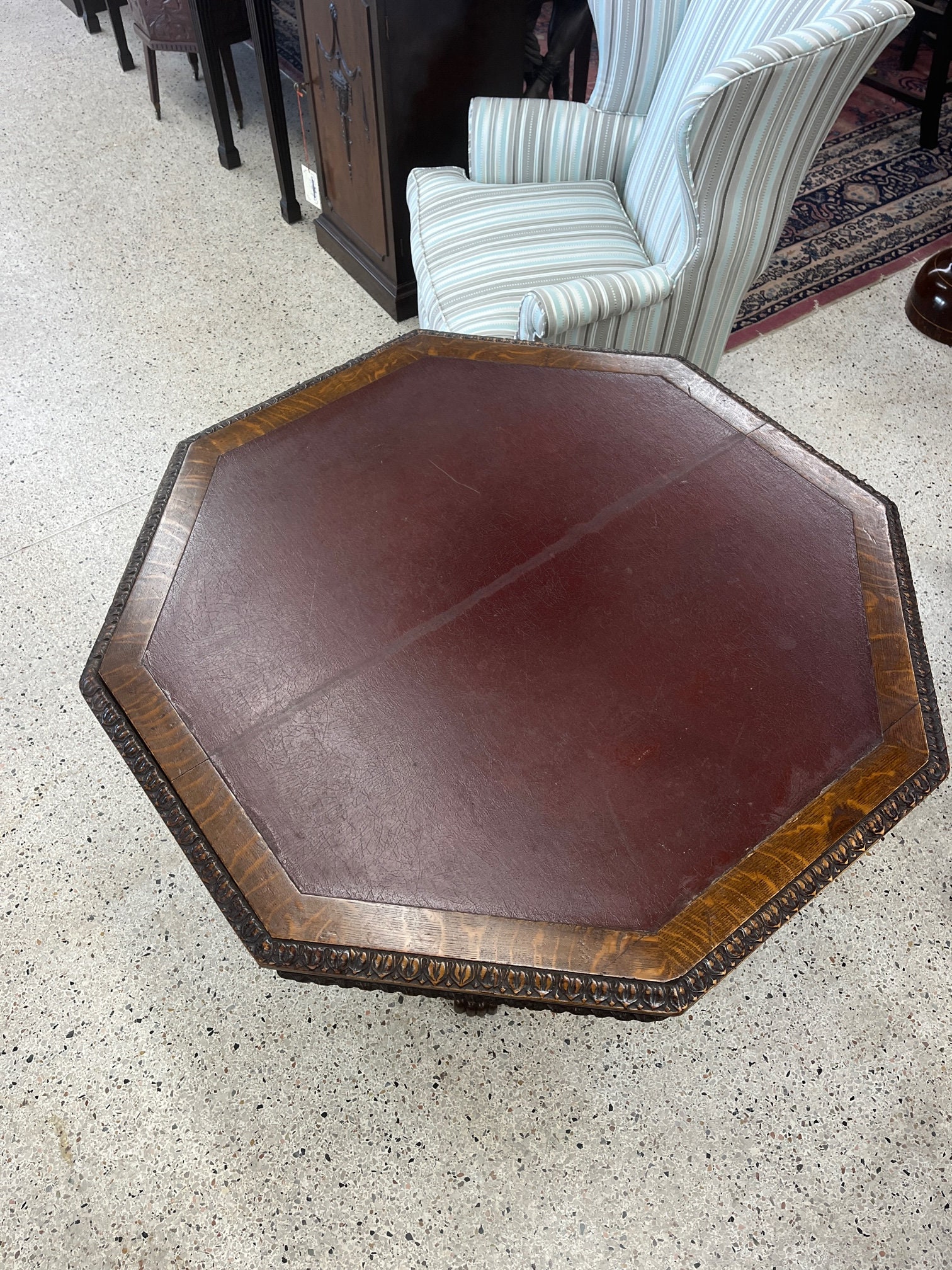 19th Century English Oak Octagonal Library Table - Etsy