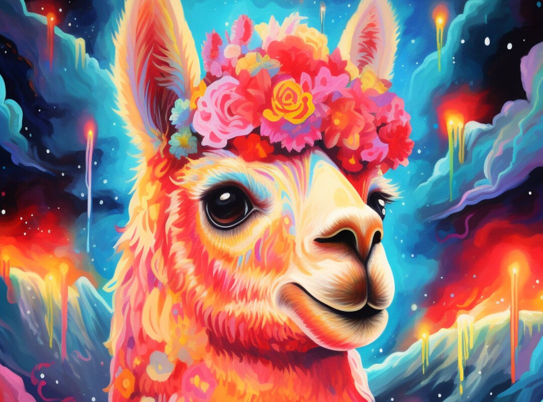 Rainbow Alpaca Digital Art Print on High Gloss Acrylic Panel Home ...