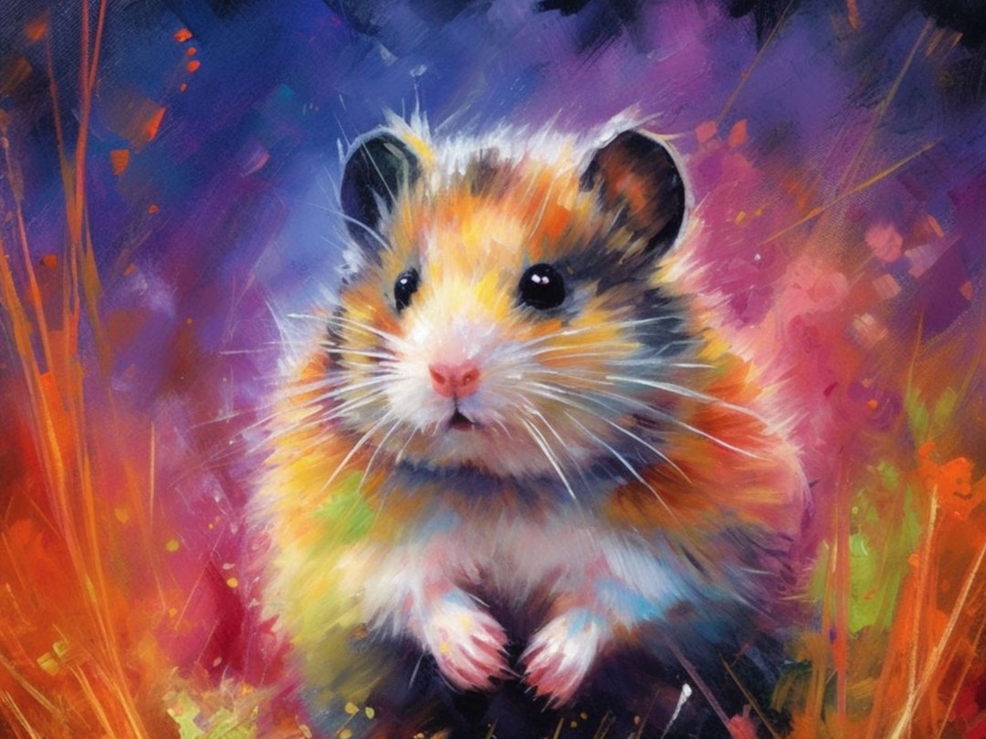 Adorable Hamster Digital Art Print on Glossy Acrylic Panel Home Decor ...
