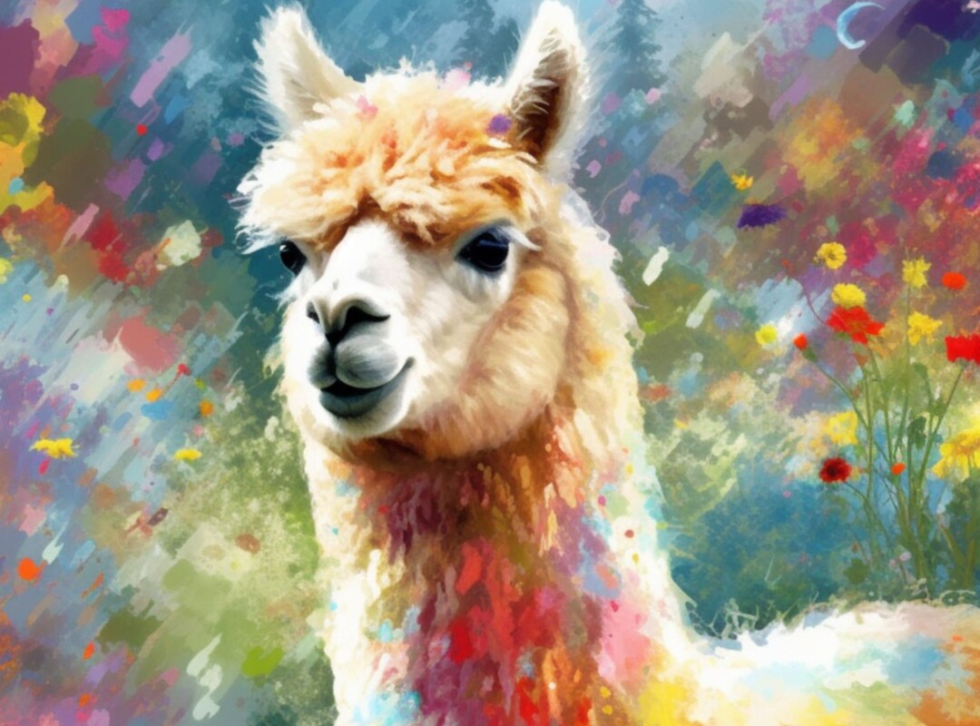 Rainbow Alpaca Digital Art Print on Glossy Acrylic Panel Stunning Home ...