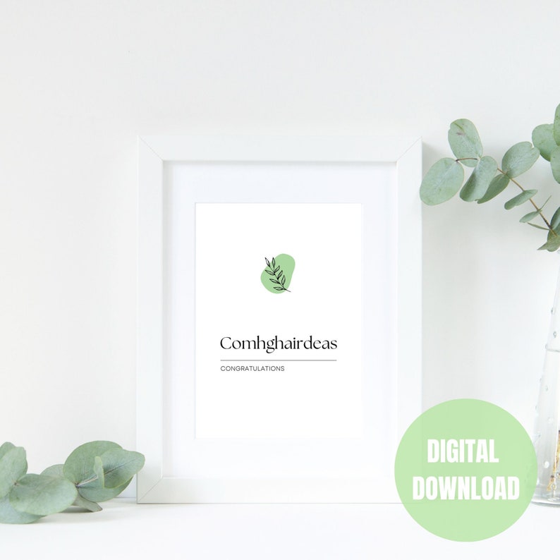 Comhghairdeas/congratulations Irish Words Printable Wall Art Gaelic ...