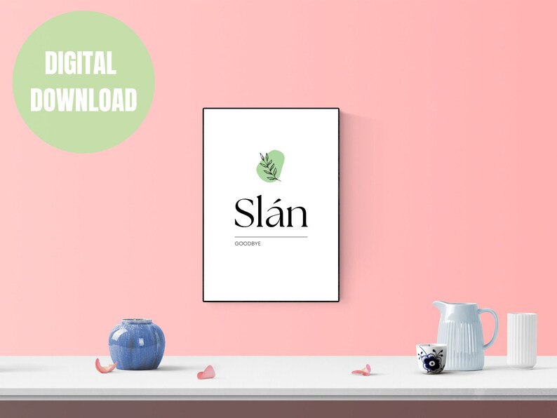 Slán / Goodbye Irish Words Printable Wall Art Gaelic, Gaeilge, Celtic ...