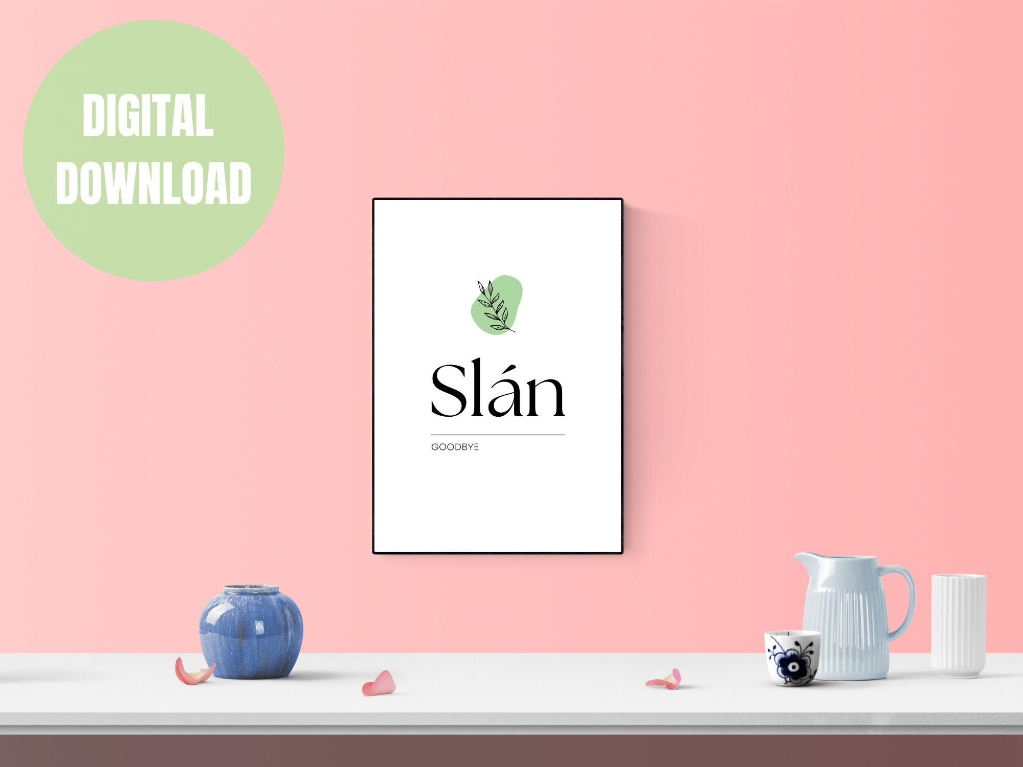 Slán / Goodbye Irish Words Printable Wall Art Gaelic, Gaeilge, Celtic ...
