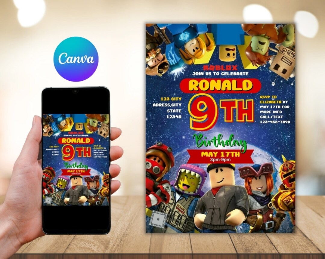 Roblox Invitation, Roblox Invite, Game Party, Roblox Boys Birthday ...