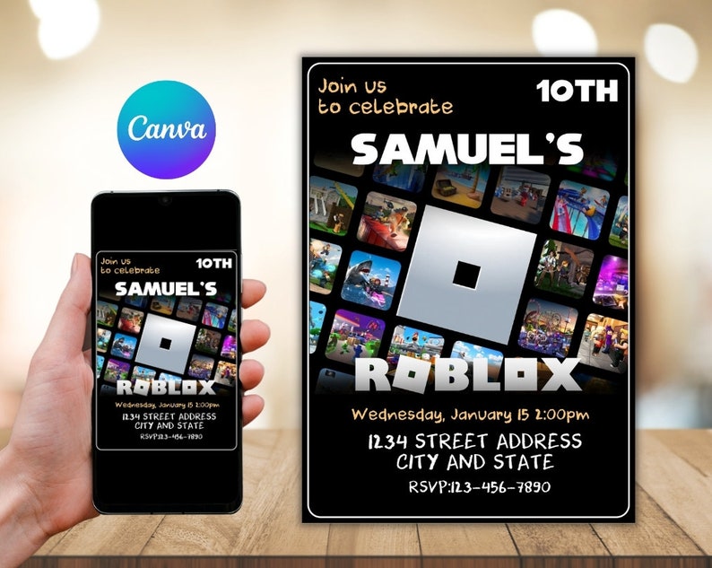 Roblox Invitation, Roblox Invite, Game Party, Roblox Boys Birthday ...