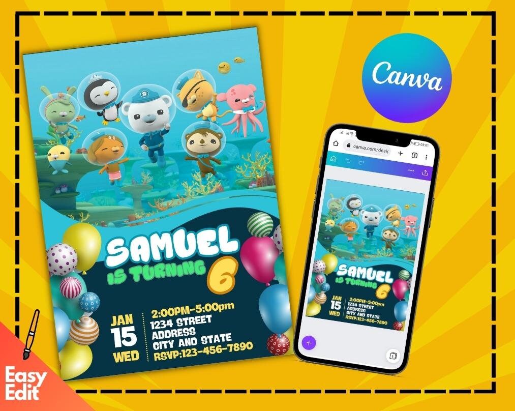 Editable the Octonauts Birthday Invitation Template, Printable Birthday ...