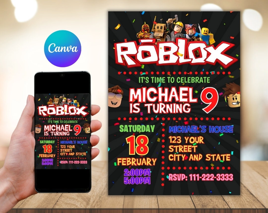 Roblox Invitation, Roblox Invite, Game Party, Roblox Boys Birthday ...