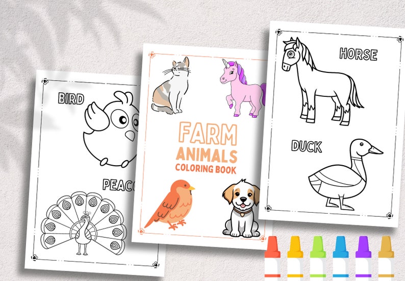 Printable Farm Animals Coloring Book, Farm Animal Coloring Pages for ...