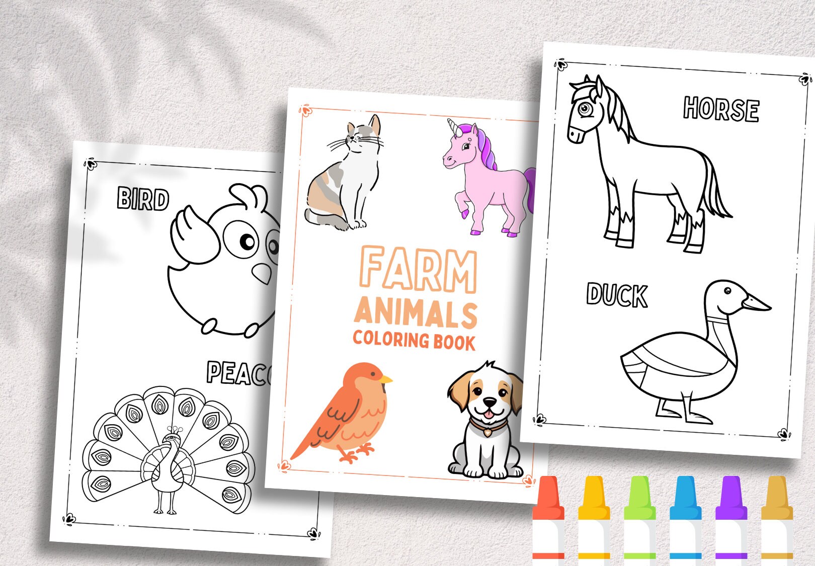 Printable Farm Animals Coloring Book, Farm Animal Coloring Pages for ...