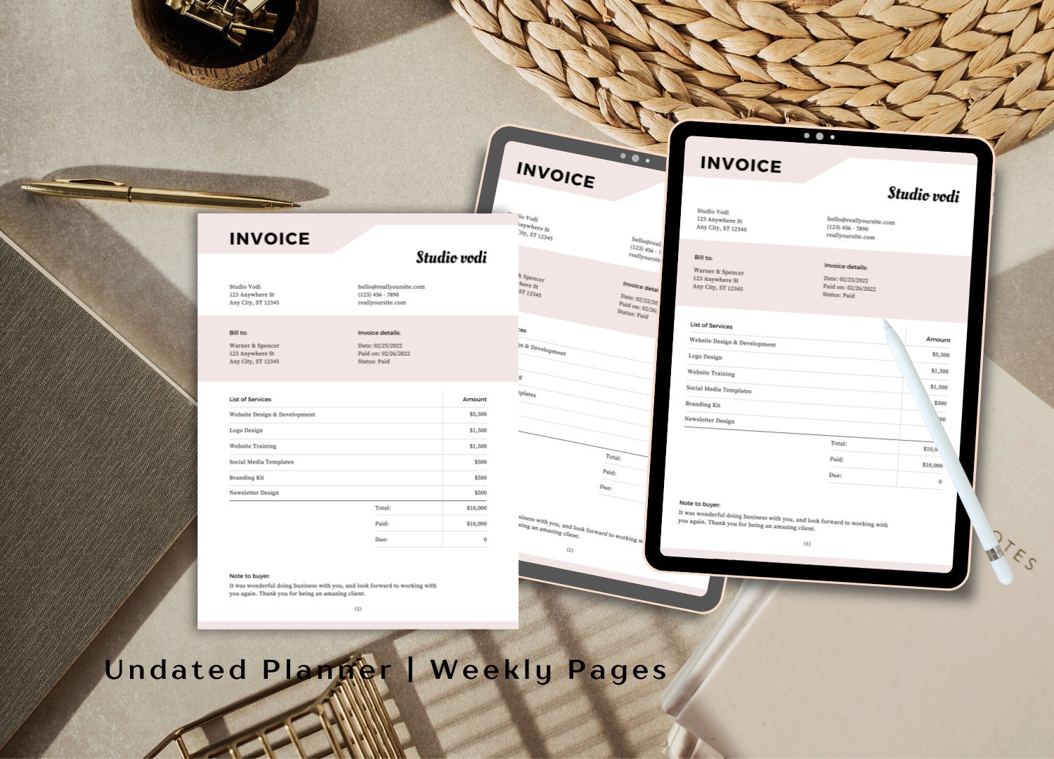 White and Pink Invoice Letter Template .pdf, Editable Invoice Template ...