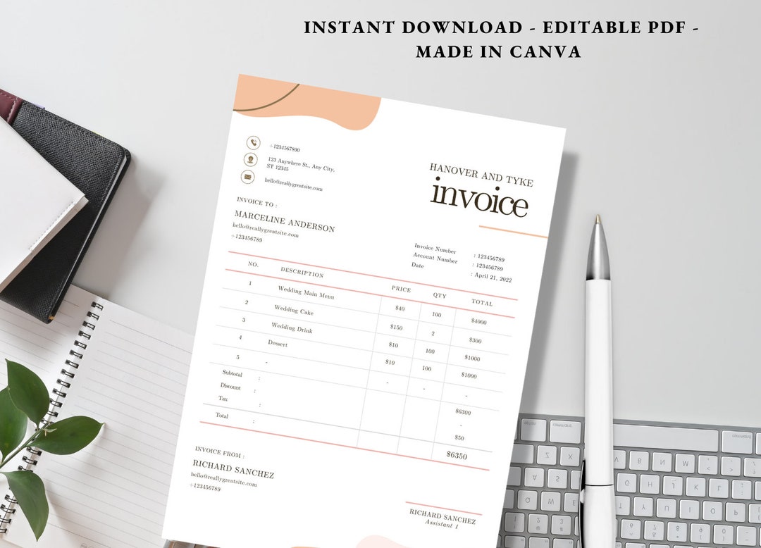 Beige Bold Modern Wedding Invoice Template, Business Invoice ...