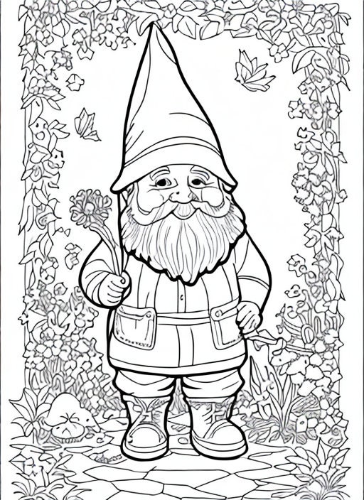 Cute Gnomes Coloring Pages for Adults, Printable Garden Gnomes, 25 ...