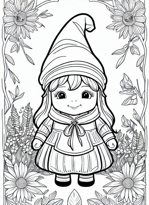 Cute Gnomes Coloring Pages for Adults, Printable Garden Gnomes, 25 ...