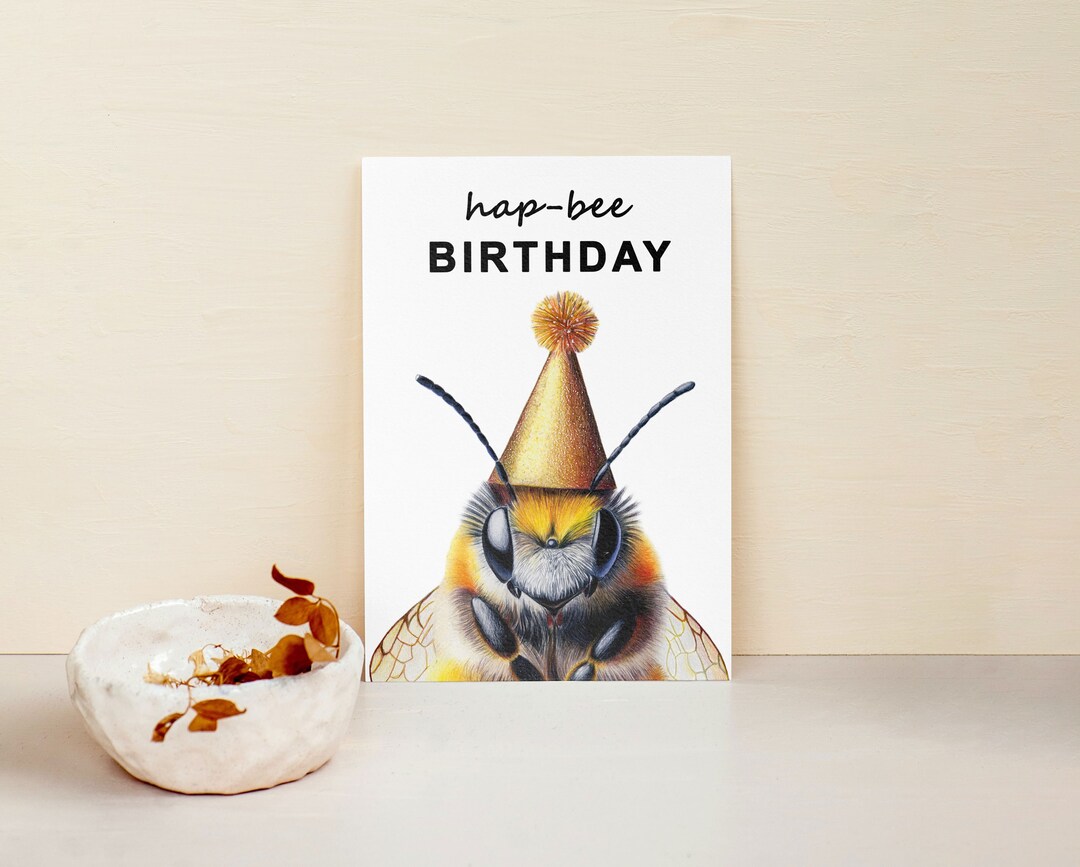 Postcard Hapbee Birthday | Happy Birthday Card | Bee Birthday Card ...