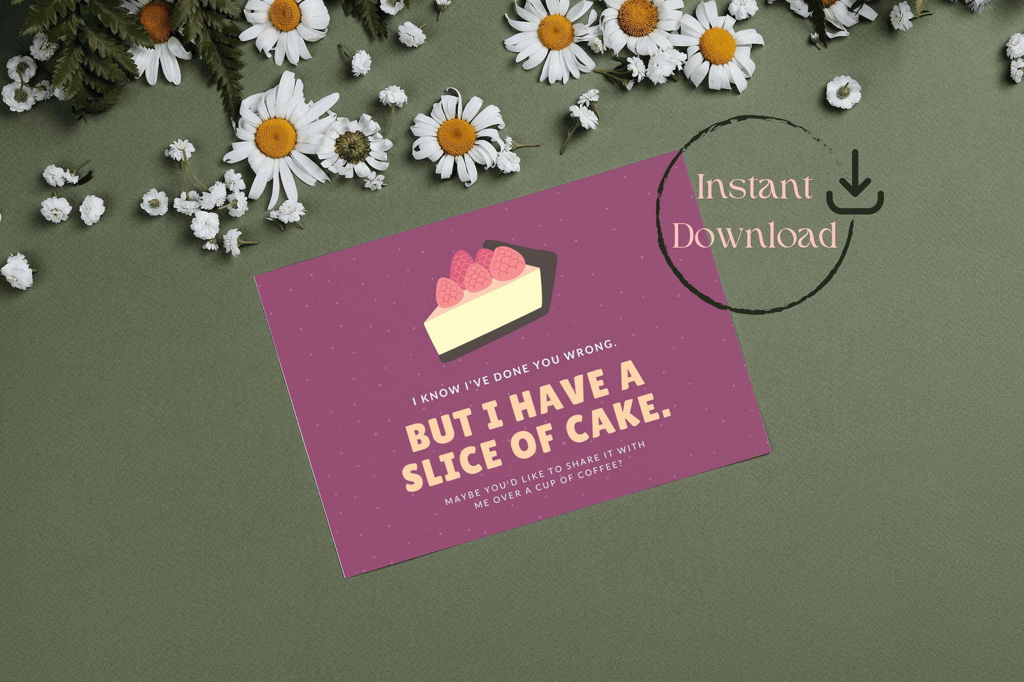 Funny Apology Card Sorry Card Cake I'm Sorry Card Printable Sorry Card ...