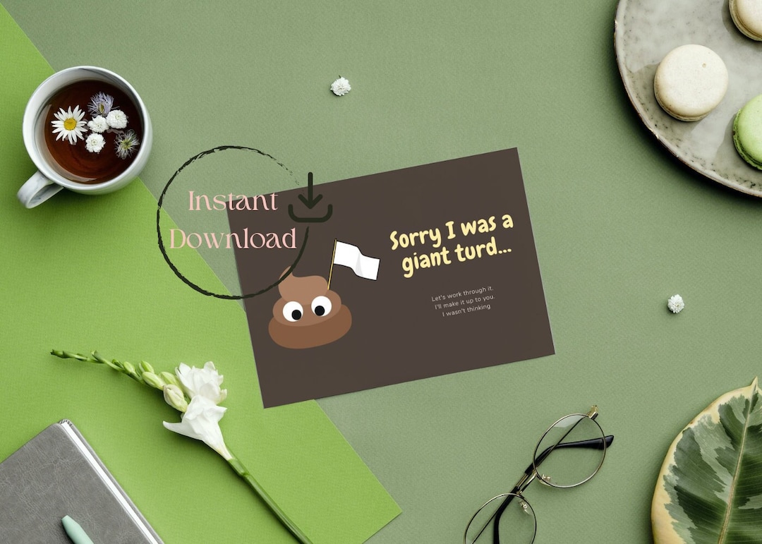 Sorry Card With Shit - Funny Apology Card - Poop Emoji- I'm Sorry Card ...