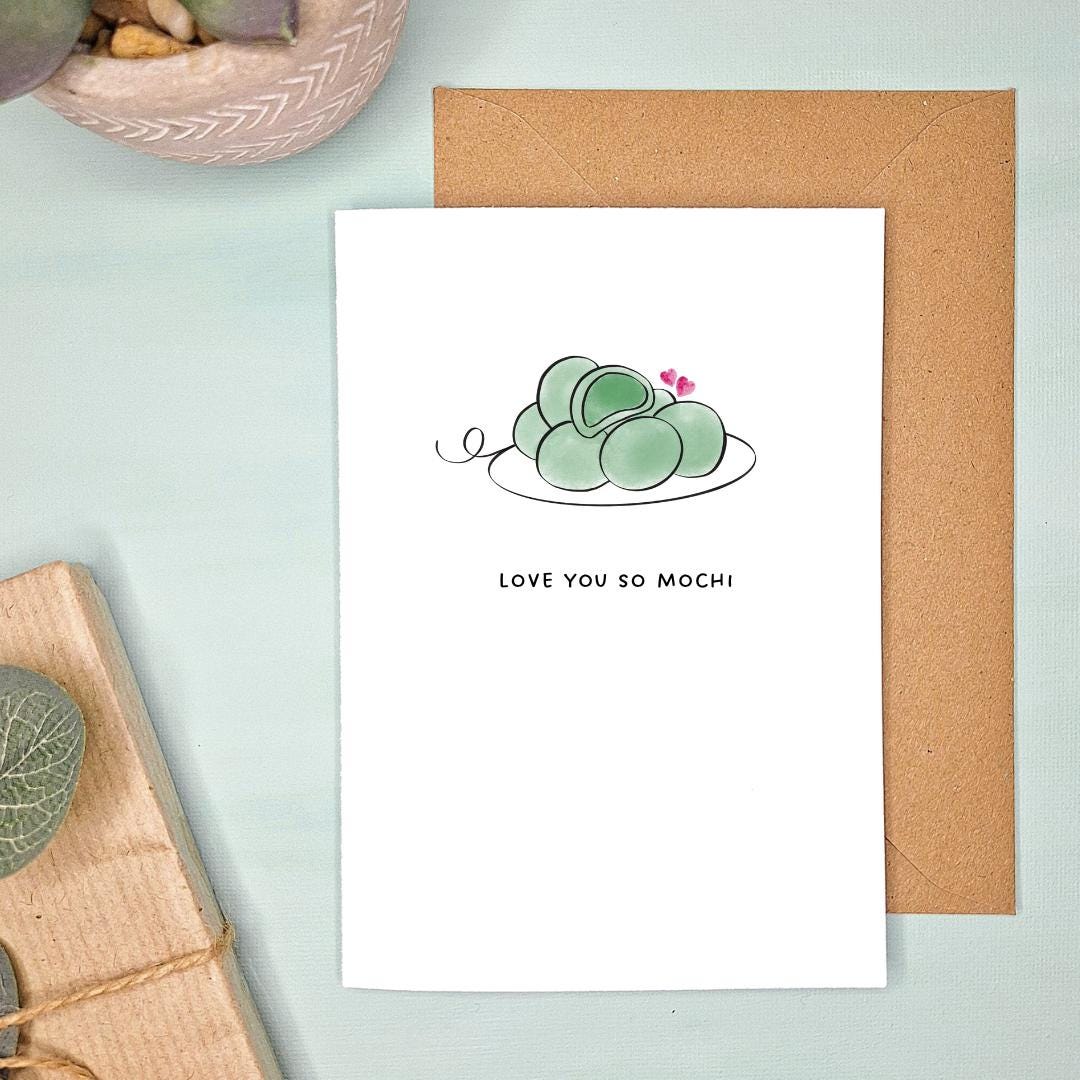 Love You so Mochi Valentine's Card - Japanese Food Pun - Etsy