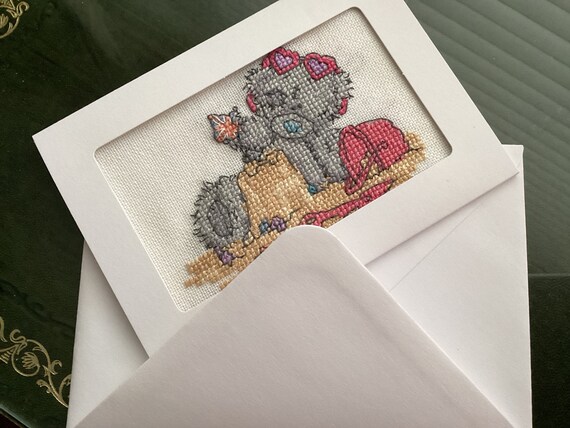 Set of 3 Handmade Tatty Teddy Cross Stitch Cards and Matching Envelopes Keepsake Gift for Birthdays special Occasions Etsy UK