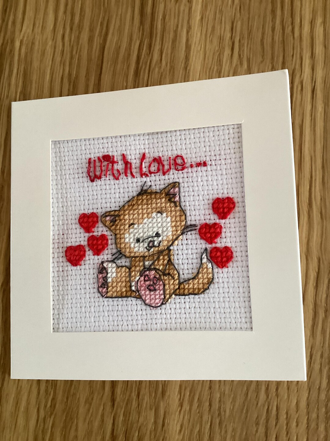 Handmade Cute Kiri the Cat Cross Stitch Card Envelope - Etsy