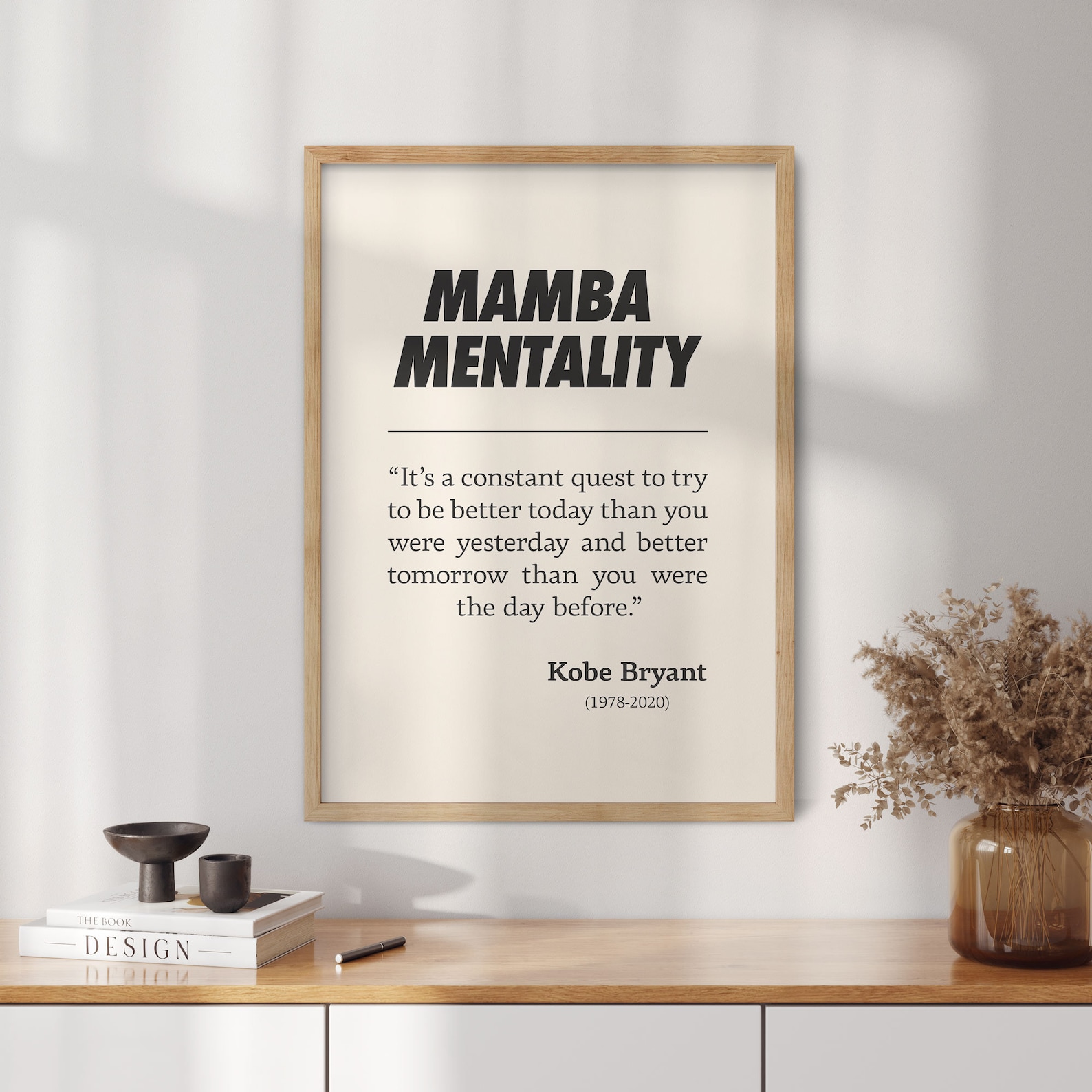 Kobe Bryant Poster, Mamba Mentality Wall Art, Basketball Quotes, Bet on ...
